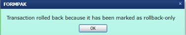 Transaction Rollback Error Message Formpak Software Software For The Formulation