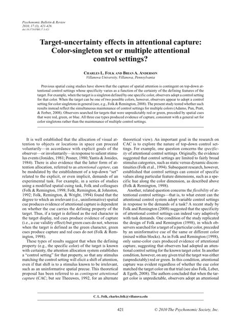PDF Target Uncertainty Effects In Attentional Capture Color Singleton Set Or Multiple