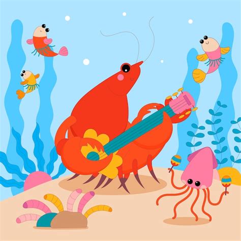 손으로 그린 랍스터 그림 무료 벡터