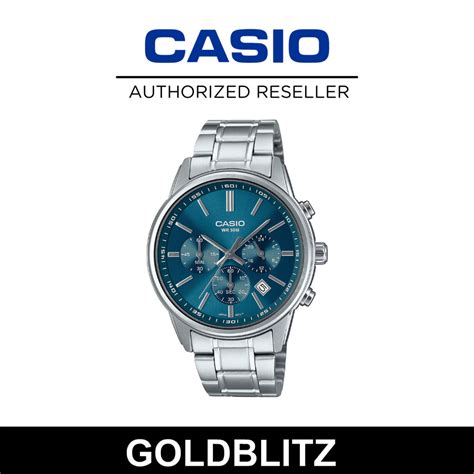 Casio Mtp E515d 2a1 Standard Sporty Design Stainless Steel Mens Watch Blue Chronograph Men