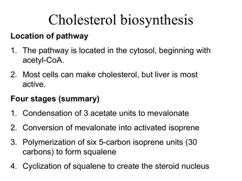 Cholesterol Biosynthesis Pathway Stages And Regulation