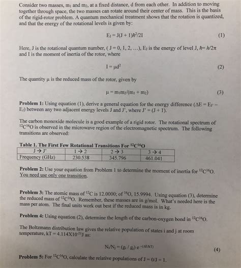 Solved P Chem 2 Problems 1 4 On Rigid Rotor Please Show