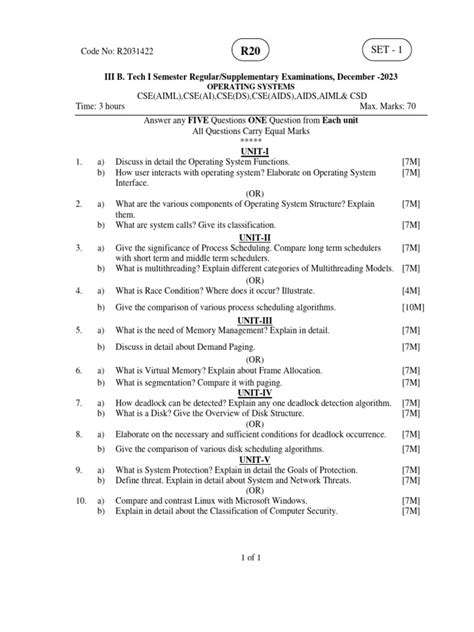 Operating Systems Dec 2023 Cse Pdf Operating System Computer