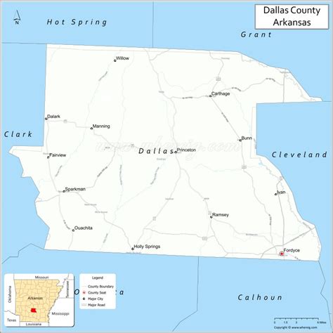 Dallas County Map Arkansas Where Is Located Cities Population