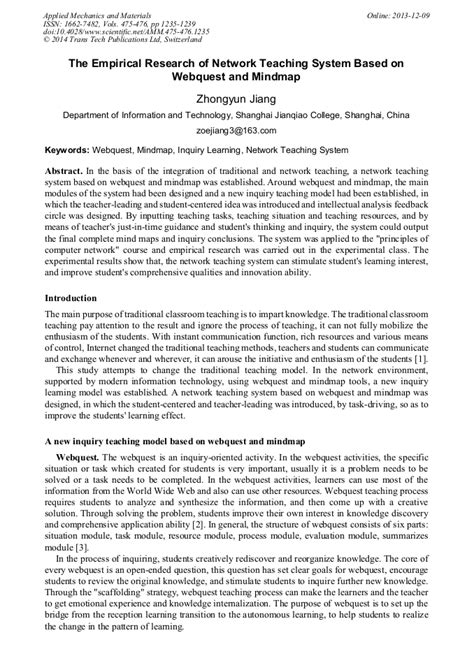 The Empirical Research Of Network Teaching System Based On Webquest And