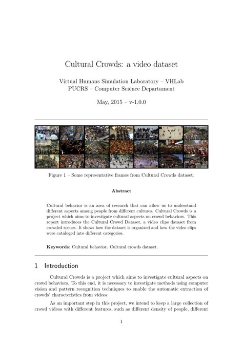 Pdf Cultural Crowds A Video Dataset