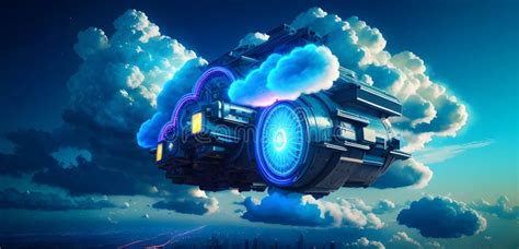 Illustration Concept Of Cloud Computing Service Future Data Storage Computing Power Generative