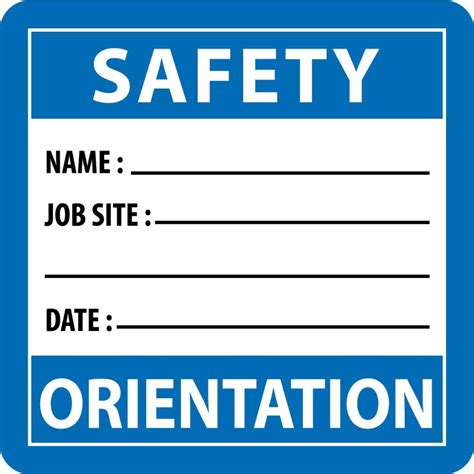 Safety Orientation Name Job Site Date Hard Hat Label Hh170r