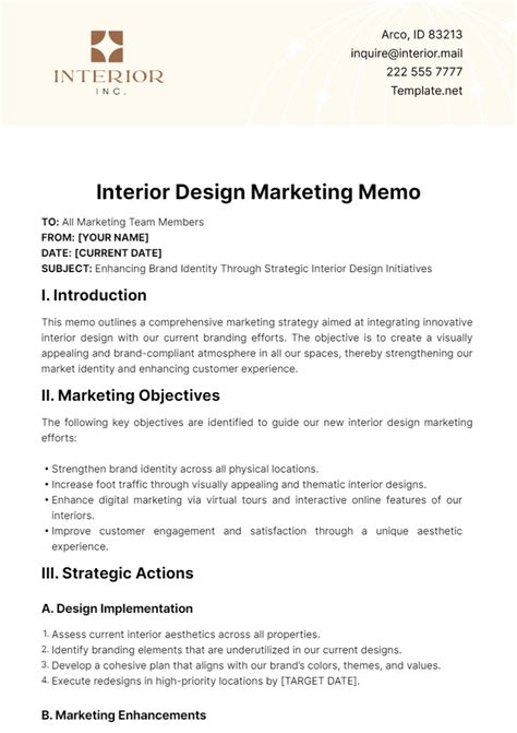 Free Interior Design Marketing Memo Template To Edit Online