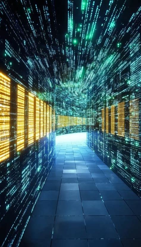 Futuristic Data Tunnel Streams Of Information Flowing Digital Visualization Of Cyberspace