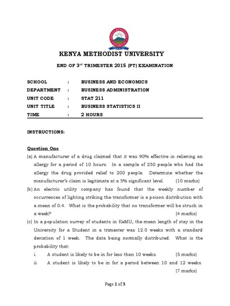 Business Statistics Ii Stat 211 3rd Trimester 2015 Pdf Statistical Significance