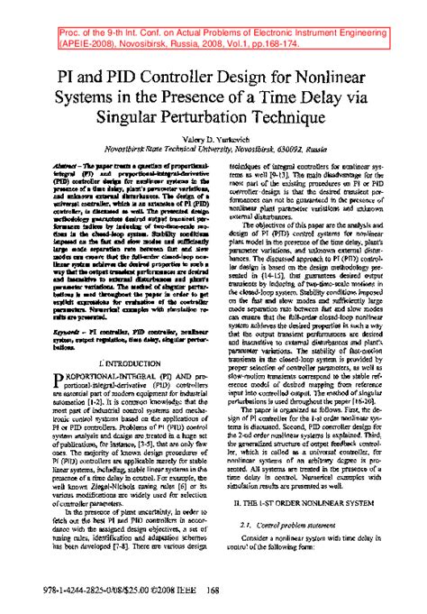 Pdf Pi And Pid Controller Design For Nonlinear Systems In The