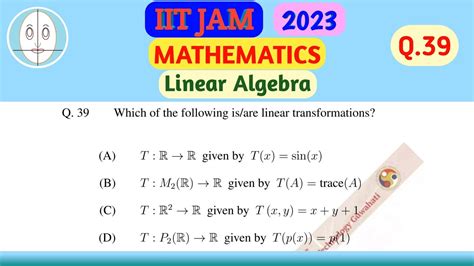 IIT JAM Mathematics Linear Algebra Question Solution YouTube