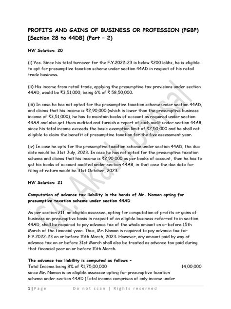 Pgbp Part 2 Solution Pdf Expense Taxes