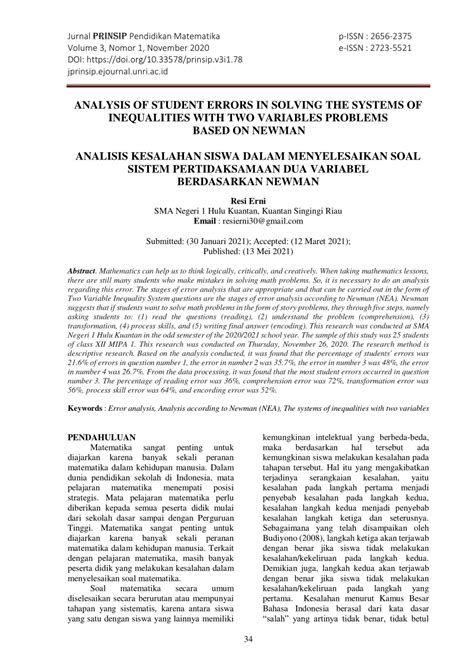 PDF ANALYSIS OF Babe ERRORS IN SOLVING THE SYSTEMS OF INEQUALITIES WITH TWO VARIABLES