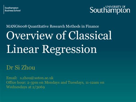 Ppt L1 Classical Linear Regression3 Zhijun Fang