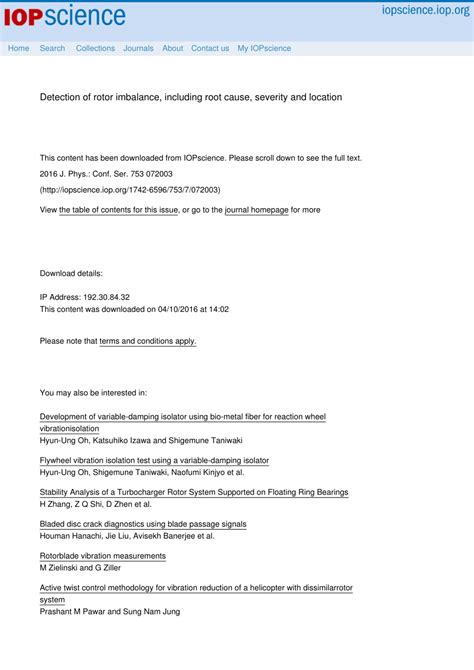 Pdf Detection Of Rotor Imbalance Including Root Cause Severity And Location