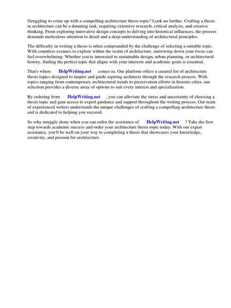 Architecture Thesis Topics List Pdf Thesis Tourism