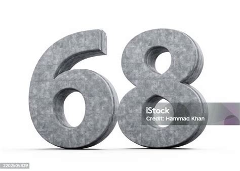 콘크리트 번호 68 68 숫자 회색 콘크리트 돌 흰색 배경 3d 일러스트 레이 션으로 만든 0명에 대한 스톡 사진 및 기타 이미지 0명 3차원 형태 개념 Istock
