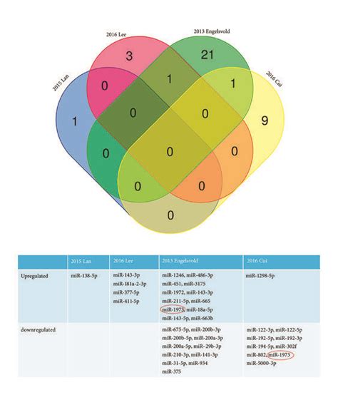Analysis Of The Microrna Microarray Results From 4 Publications To
