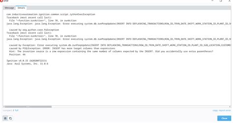 Error Insert Has More Target Columns Than Expressions Ignition