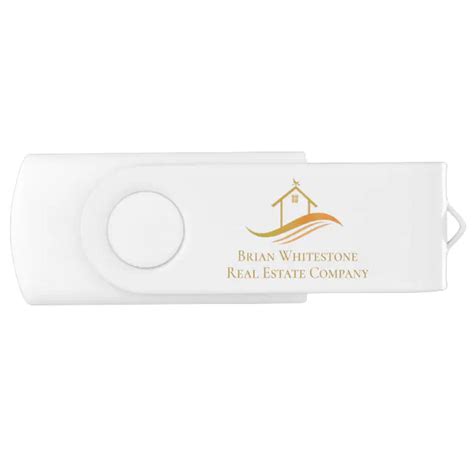 Real Estate Company Custom Gold House Logo Flash Drive Zazzle