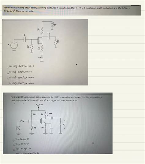 Solved For The Nmos Biasing Circuit Below Assuming The Nmos