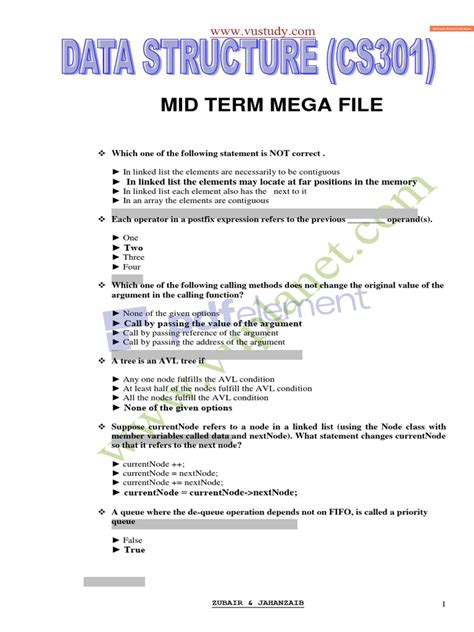 cs301 midterm solved mega file with reference pdf computer science