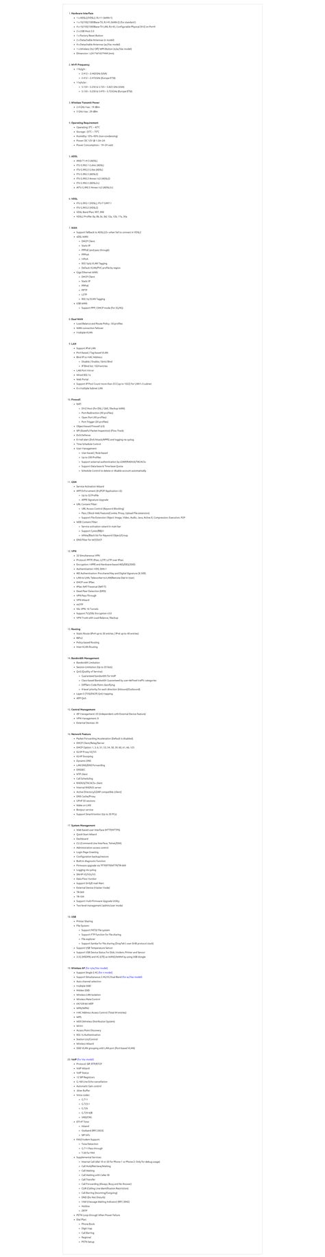 DrayTek Vigor Vac AC Multi WAN VDSL ADSL Firewall QoS IPv Modem Router
