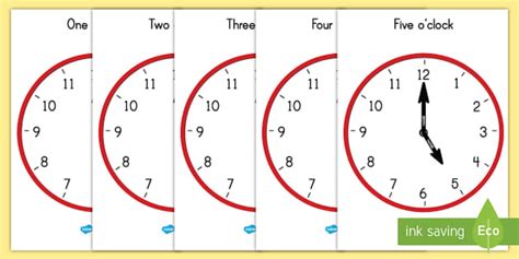 Counting Time In Hours Hourly Analog Clock Posters Twinkl