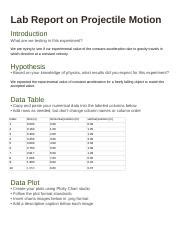 ProjectileMotion LabReport Template Docx Lab Report On Projectile Motion Introduction What Are