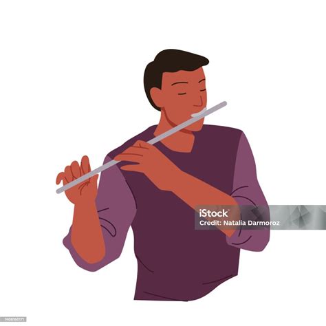 플루트를 연주하는 남자 악기를 들고 클래식 음악을 날리고 연주하는 남성 플루티스트 관 튜브에 대한 스톡 벡터 아트 및 기타 이미지 관 튜브 쥠 Performing