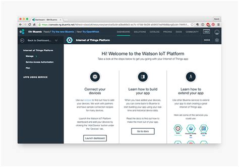 iot platform inside the bluemix dashboard ibm watson iot dashboard