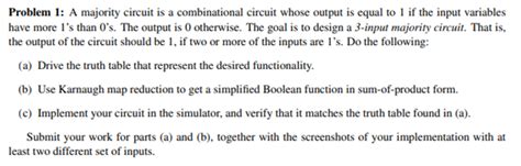 Solved Problem 1 A Majority Circuit Is A Combinational