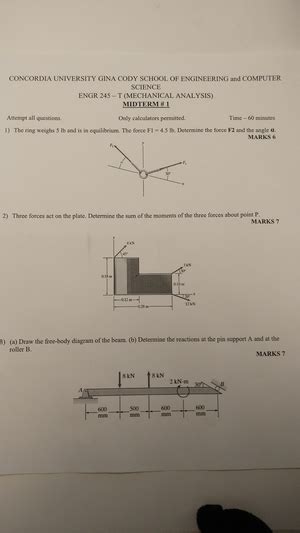 2016 Midterm 1 Solution DEPARTMENT OF MECHANICAL ENGINEERING MECH 315 MECHANICS 3 WINTER