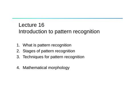 Pdf Lecture 16 Introduction To Pattern Recognitionintroduction