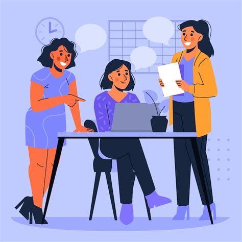 여성 팀 일러스트 프리미엄 벡터