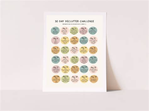 30 Day Declutter Challenge Printable Home Organizing Easy Declutter Checklist Organizing