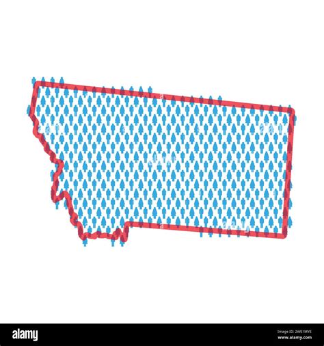 Montana Population Map Stick Figures People Map With Bold Red Translucent State Border Pattern