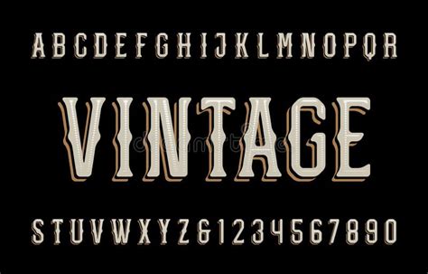 Oldie Alphabet Font Retro Letters And Numbers Stock Vector