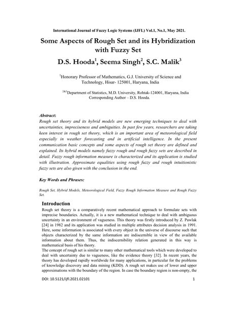 Pdf Some Aspects Of Rough Set And Its Hybridization With Fuzzy Set