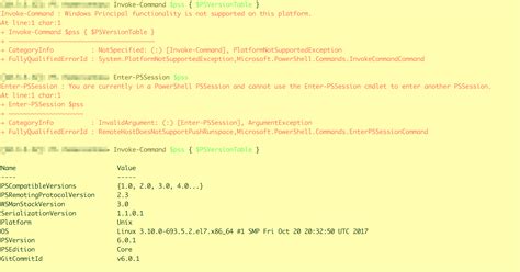 Ubuntu Strange Error With Invoke Command Windows Principal Functionality Is Not Supported On