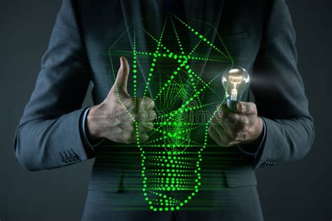 The Young Businessman With Light Bulb In Idea Concept Stock Image Image Of Brainstorming