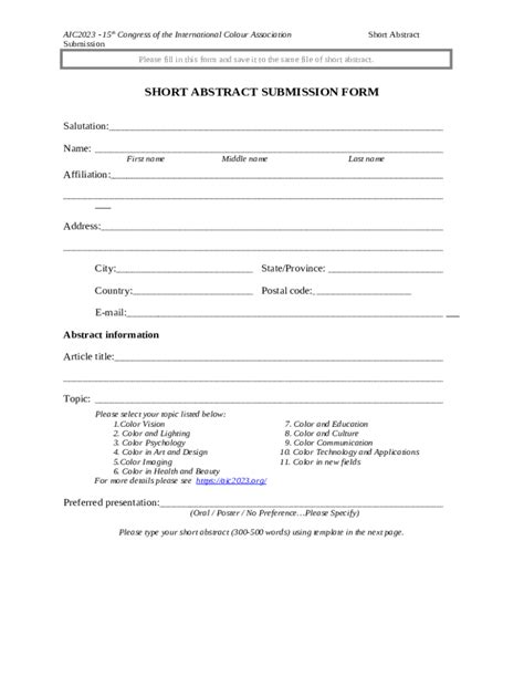 Short Abstract Submission Doc Template PdfFiller Short Abstract Submission Doc Template PdfFiller