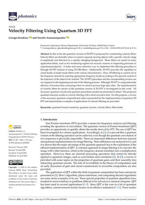 Pdf Velocity Filtering Using Quantum 3d Fft