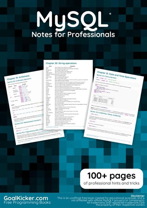 MySQL Notes For Professionals Pdf Free Download Books