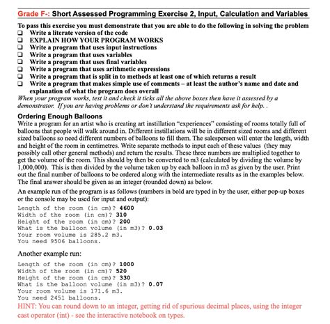 Solved Dod00 Grade F Short Assessed Programming Exercise 2