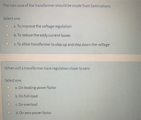 Solved The Iron Core Of The Transformer Should Be Made From Chegg