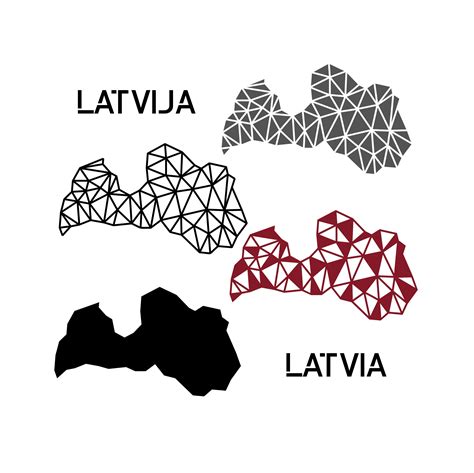 Latvia Geometric Map Latvian Map Instant Digital Download  Png