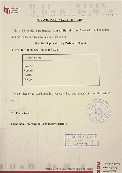 Rashad Ahmed On Linkedin Webdevelopment Python Iti Certificate Newskills Tech It